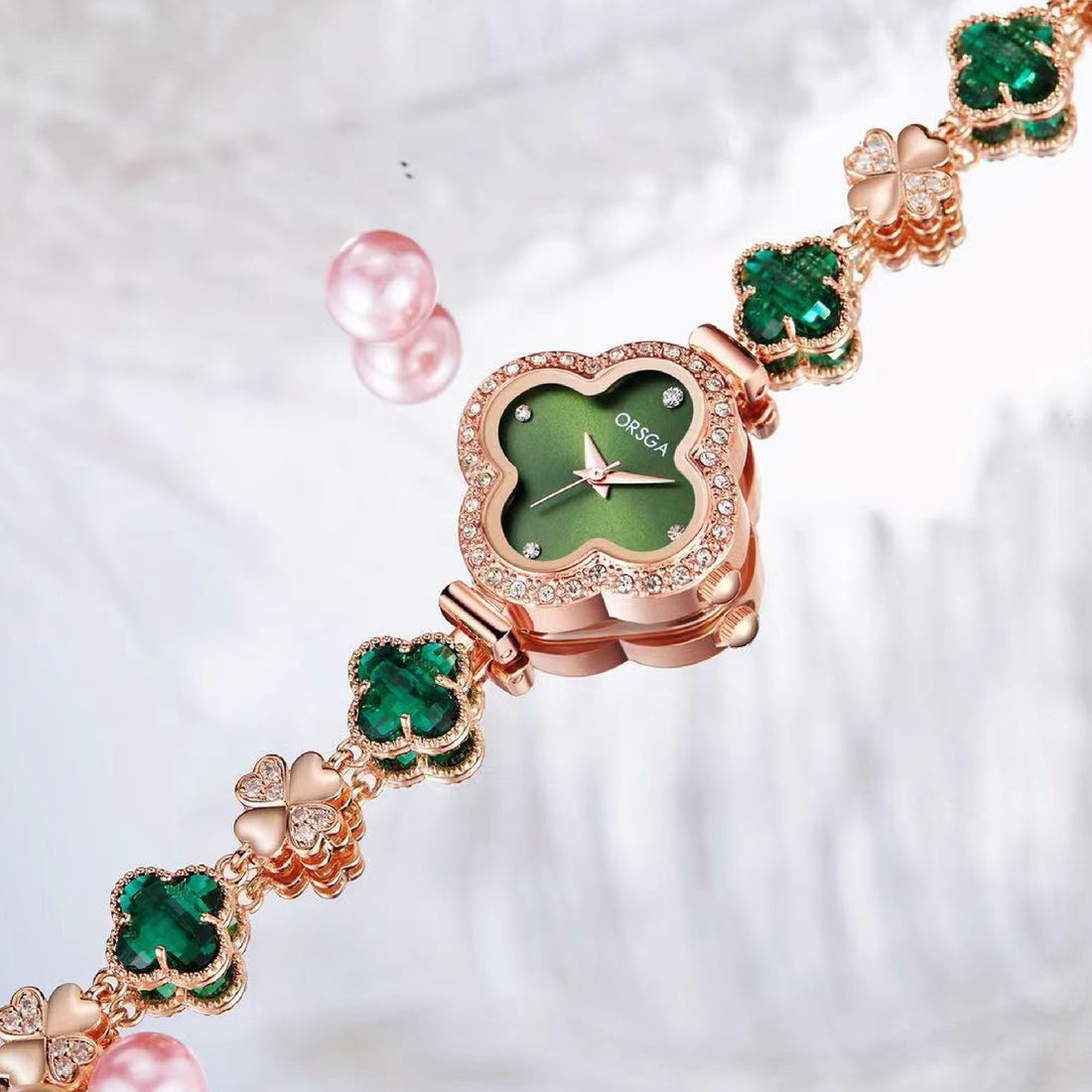 CLOVER Green Dial Rose Gold Watch – ORSGA